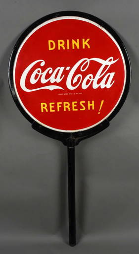 Drink Coca Cola Refresh! Porcelain Curb Sign (restored) Drink Coca Cola Refresh! Porcelain Curb Sign (restored)