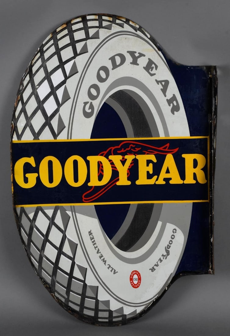 Goodyear W/logo Porcelain Flange Sign (tac) Auction
