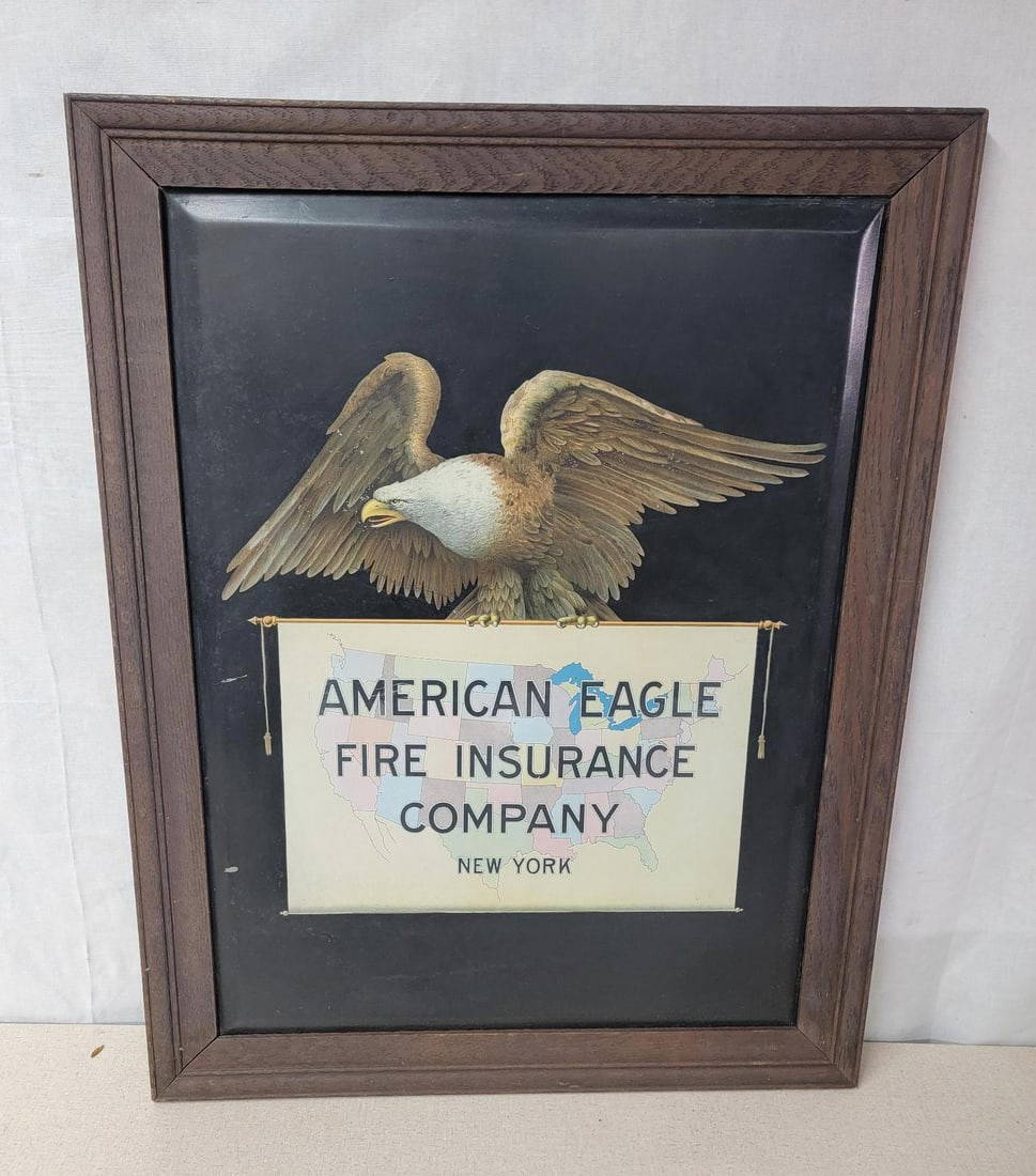 American Eagle Fire Insurance Company New York W/logo Metal Sign Auction