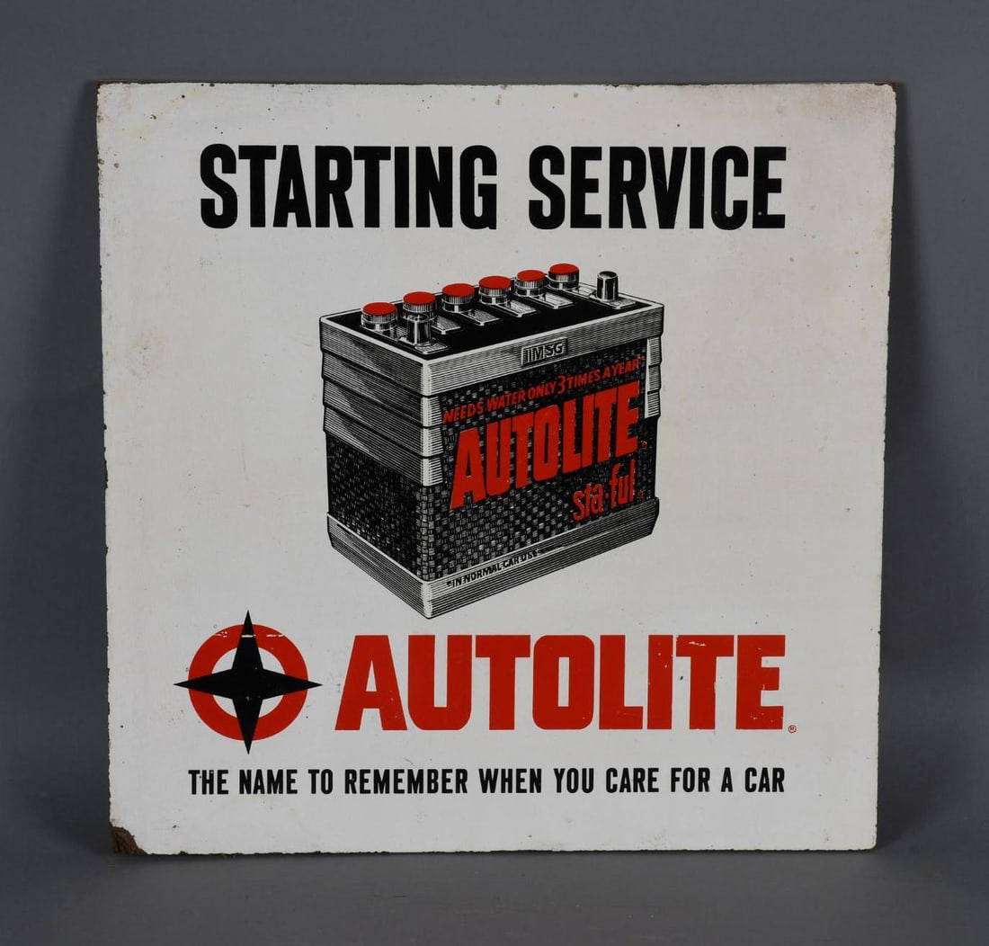 Autolite (battery) Starting Service Masonite Sign Auction