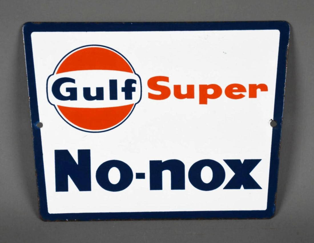 Rare Gulf Super No-nox Porcelain Pump Sign (tac) Auction