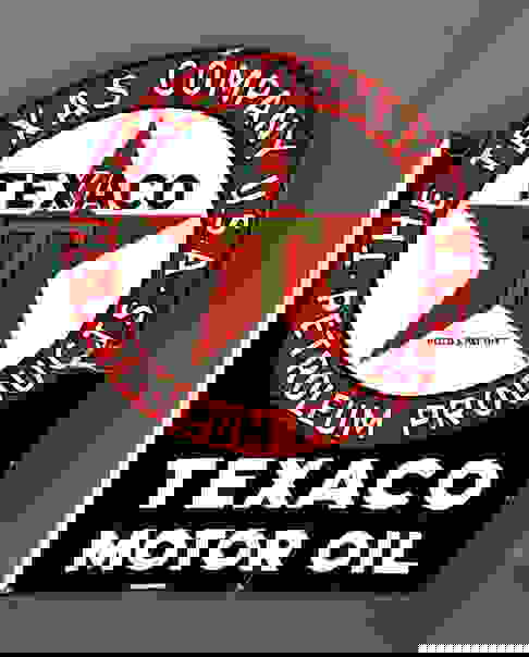 Texaco Motor Oil W/texas Logo Porcelain Flange Sign (tac) Auction