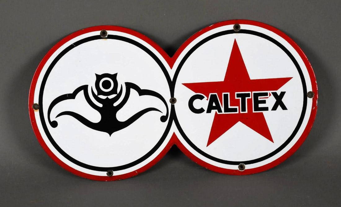 Caltex Star Logo Eight-ball Porcelain Sign (tac) Auction