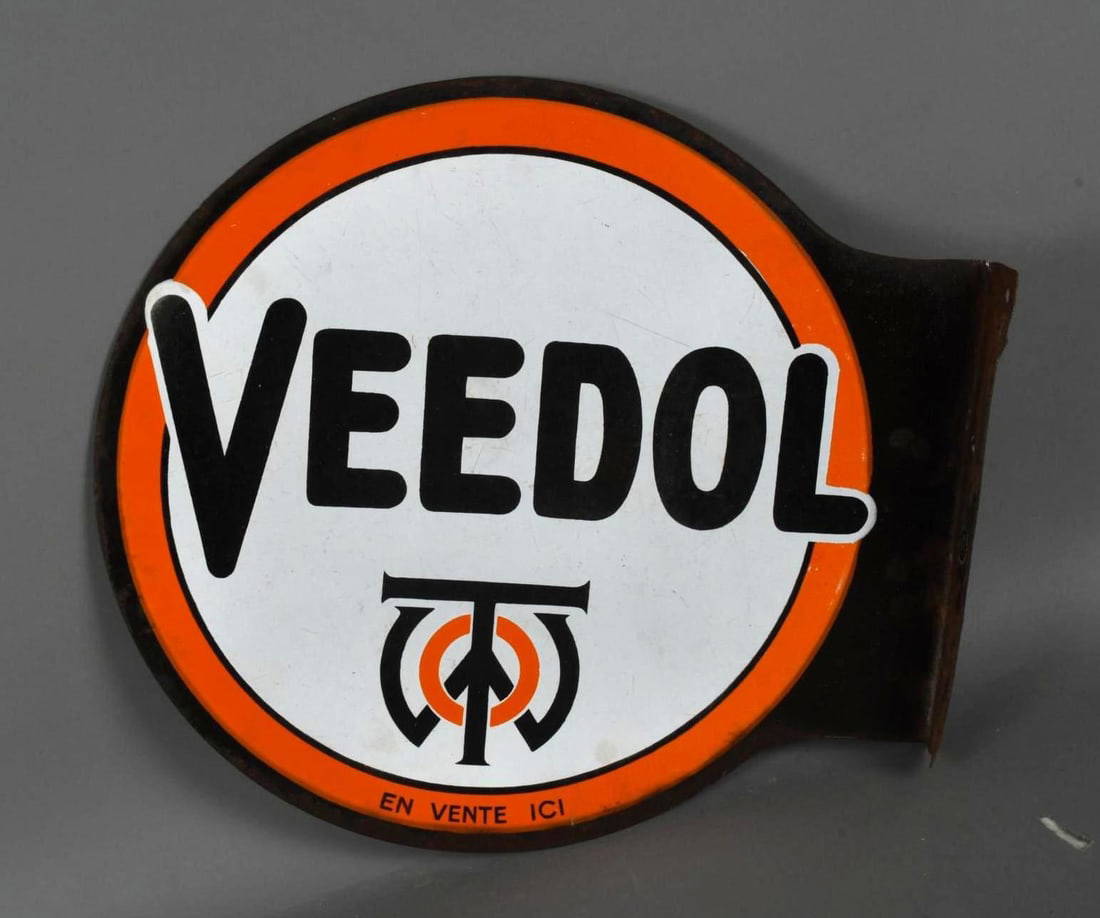 Veedol Motor Oil W/logo Porcelain Flange Sign (tac) Auction