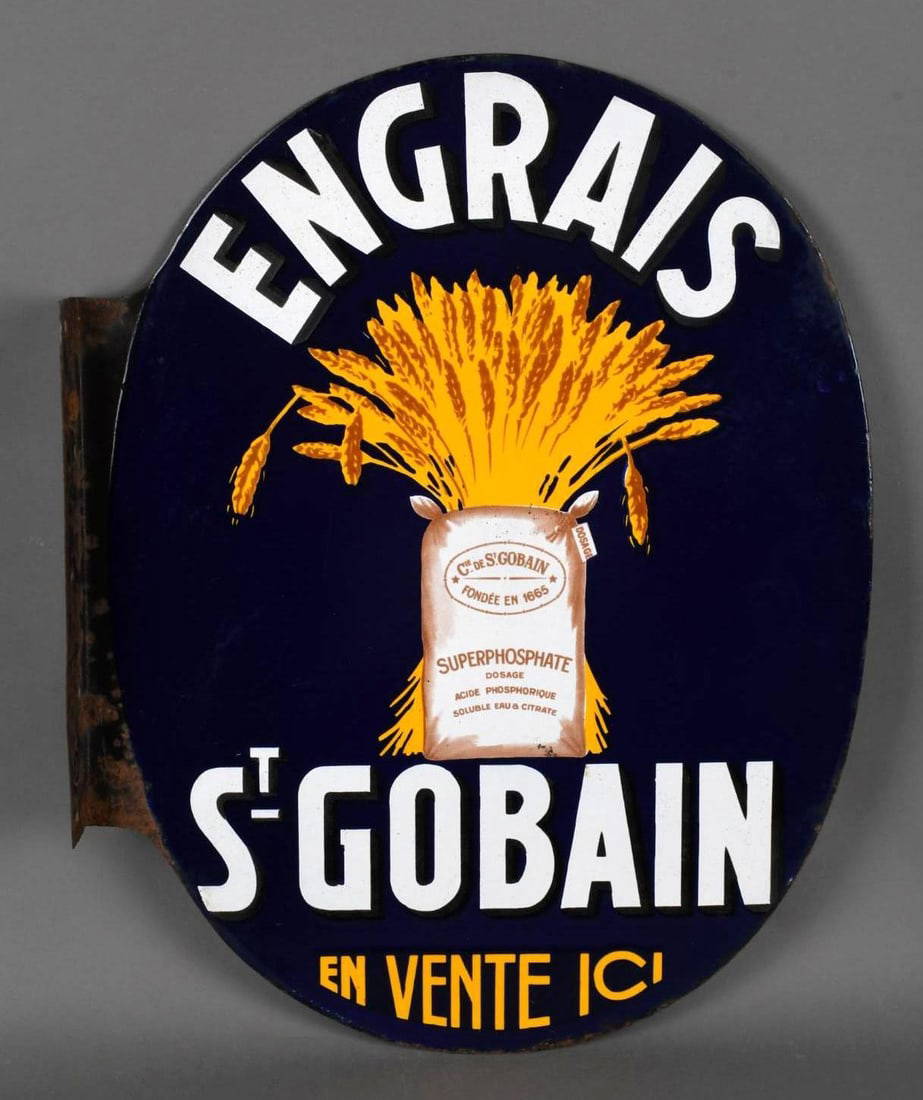 Engrais W/ Bag & Wheat Porcelain Flange Sign (tac) Auction