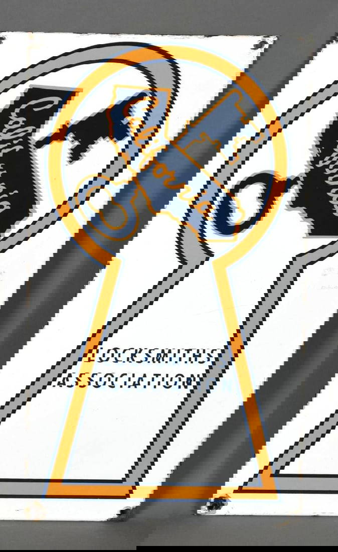 California Locksmith Association W/logo Porcelain Sign (tac) Auction