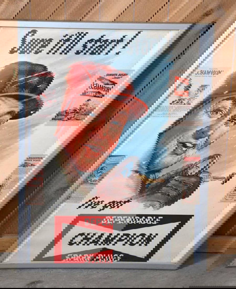 Dependable Champion Spark Plugs Framed Poster Auction