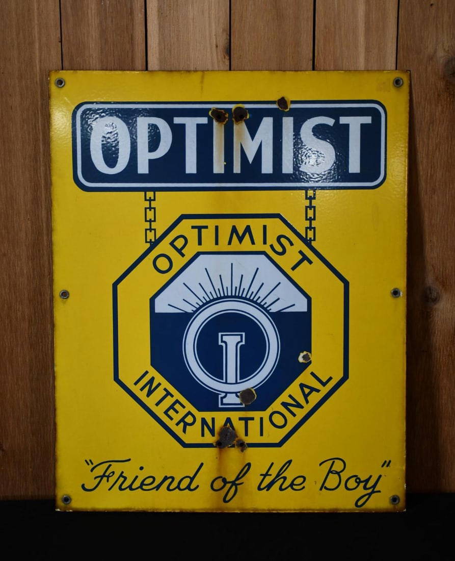 Optimist International W/logo Porcelain Sign Auction
