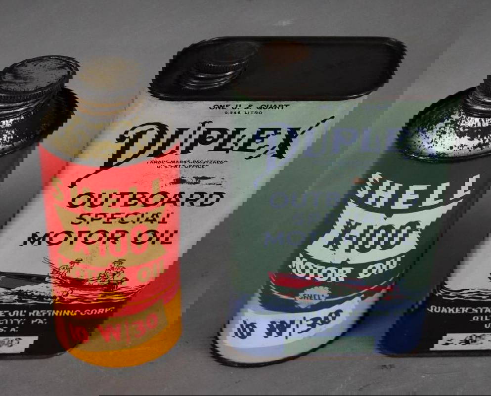 Shell & Duplex Outboard Motor Oil Quart Cans Auction