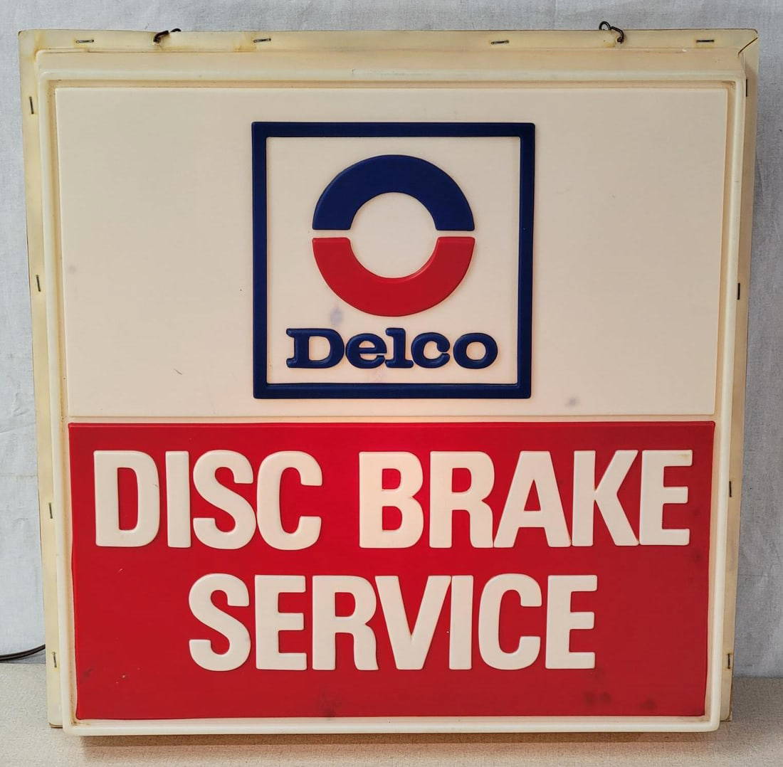 Delco Disc Brake Service Plastic Lighted Sign Auction
