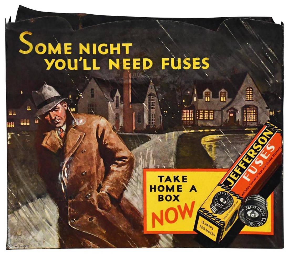 Jefferson Fuse "some Night You'll Need Fuses" Metal Display Auction