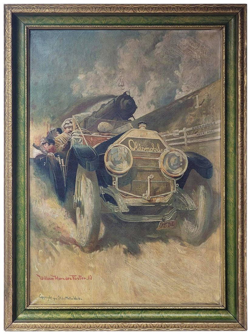 Oldsmobile "racing The Train" Oilette 1910 Auction
