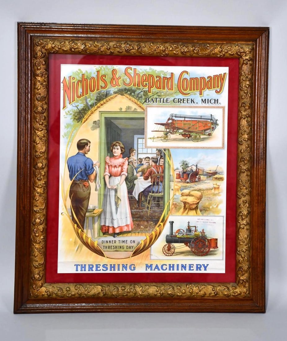 Nichols & Shepard Threshing Machinery Framed Poster Auction