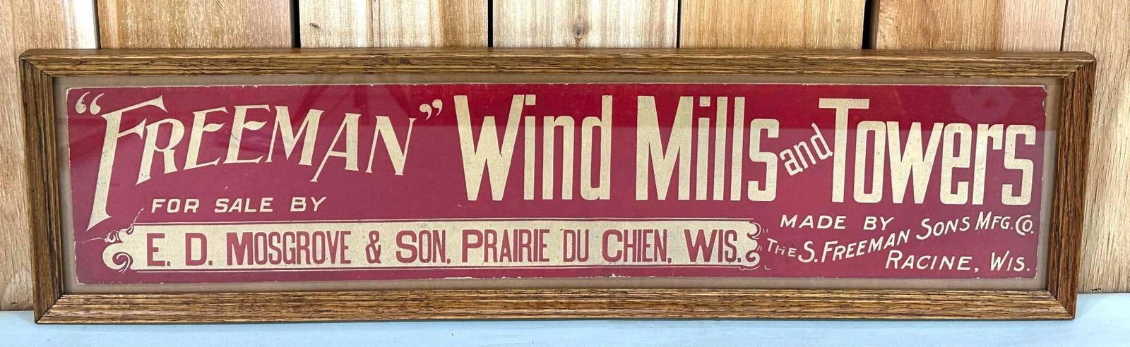 "freeman" Wind Mills & Towers Cardboard Sign Framed Auction