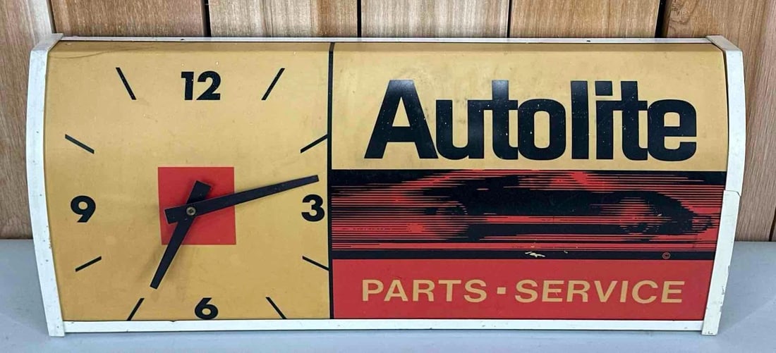 Autolite Parts Service Plastic Lighted Clock Auction