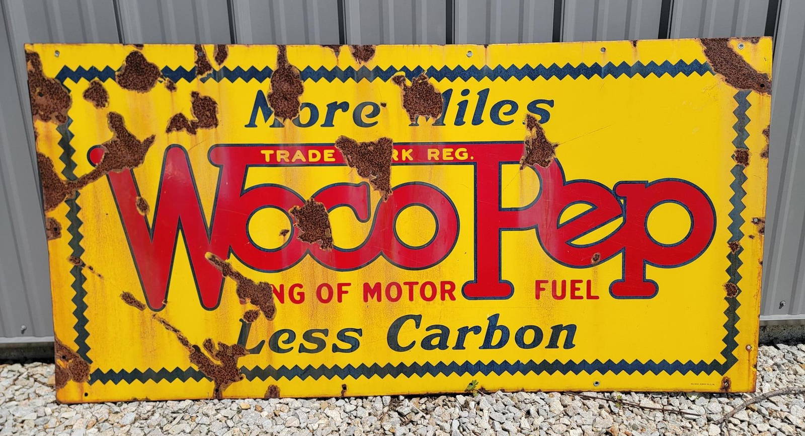 Woco Pep "king Of Motor Fuel" Less Carbon Porcelain Sign - Jul 27, 2025 ...