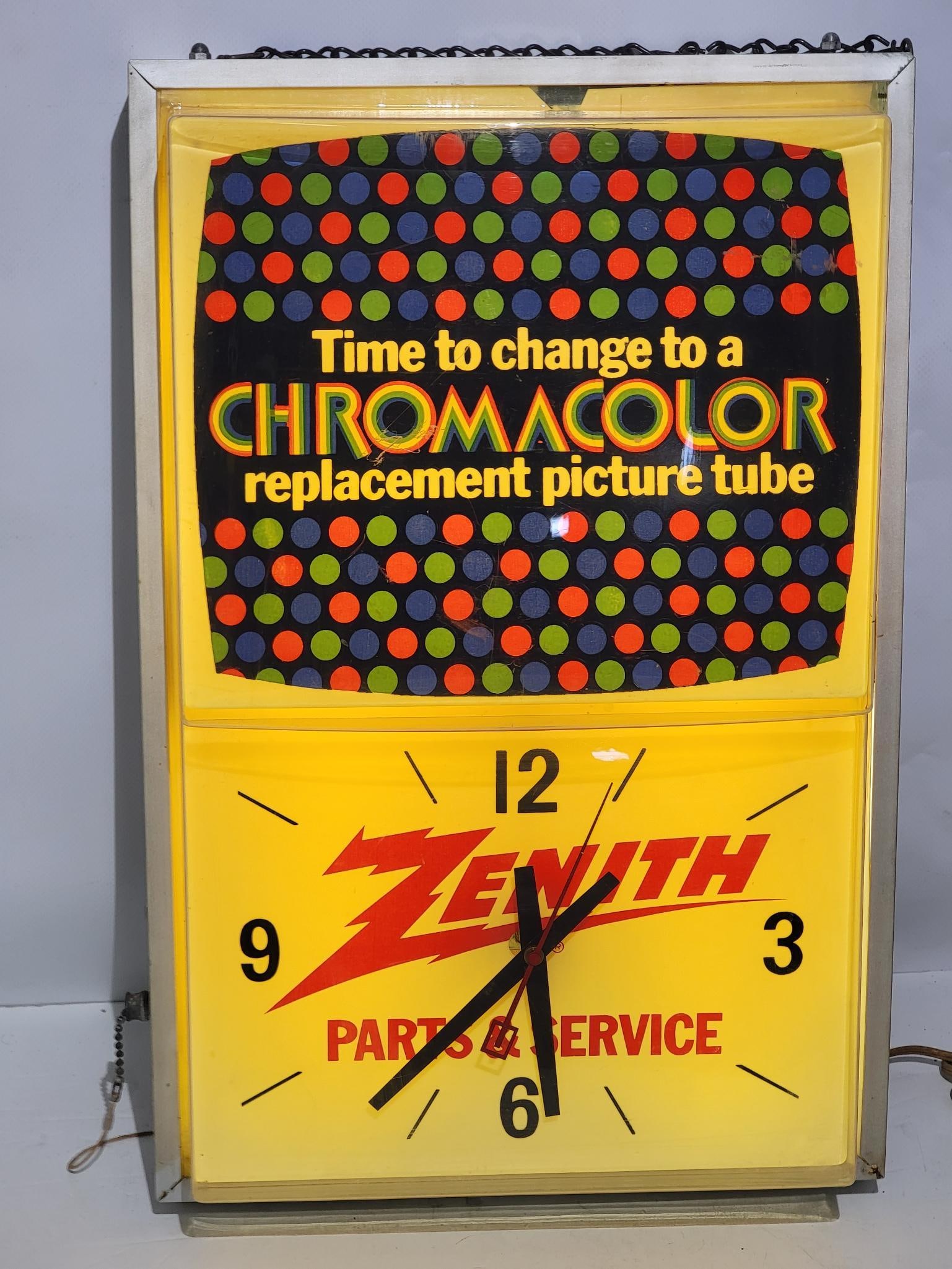 Zenith Parts & Service Lighted Clock - Jul 27, 2025 | Matthews Auctions ...