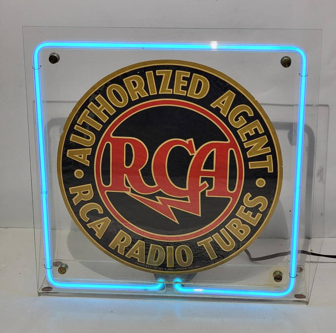 Rca Radio Tubes Authorized Agent Neon Counter-top Sign Auction