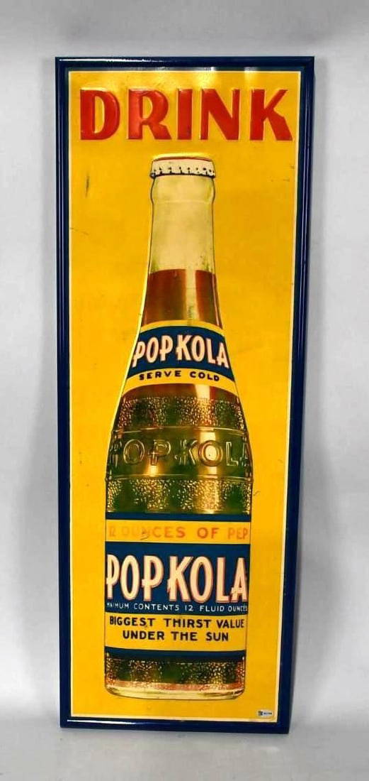 Drink Pop Kola W/bottle Metal Sign (tac) - Jul 27, 2025 | Matthews Auctions, Llc In Wi