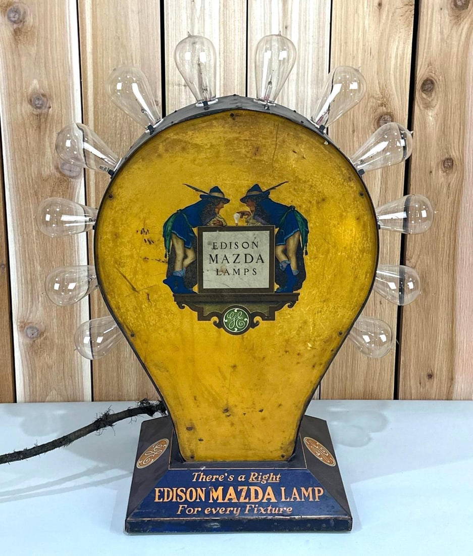 Edison Mazda Lamp Counter-top Bulb Display W/maxwell Parrish Logo (tac ...