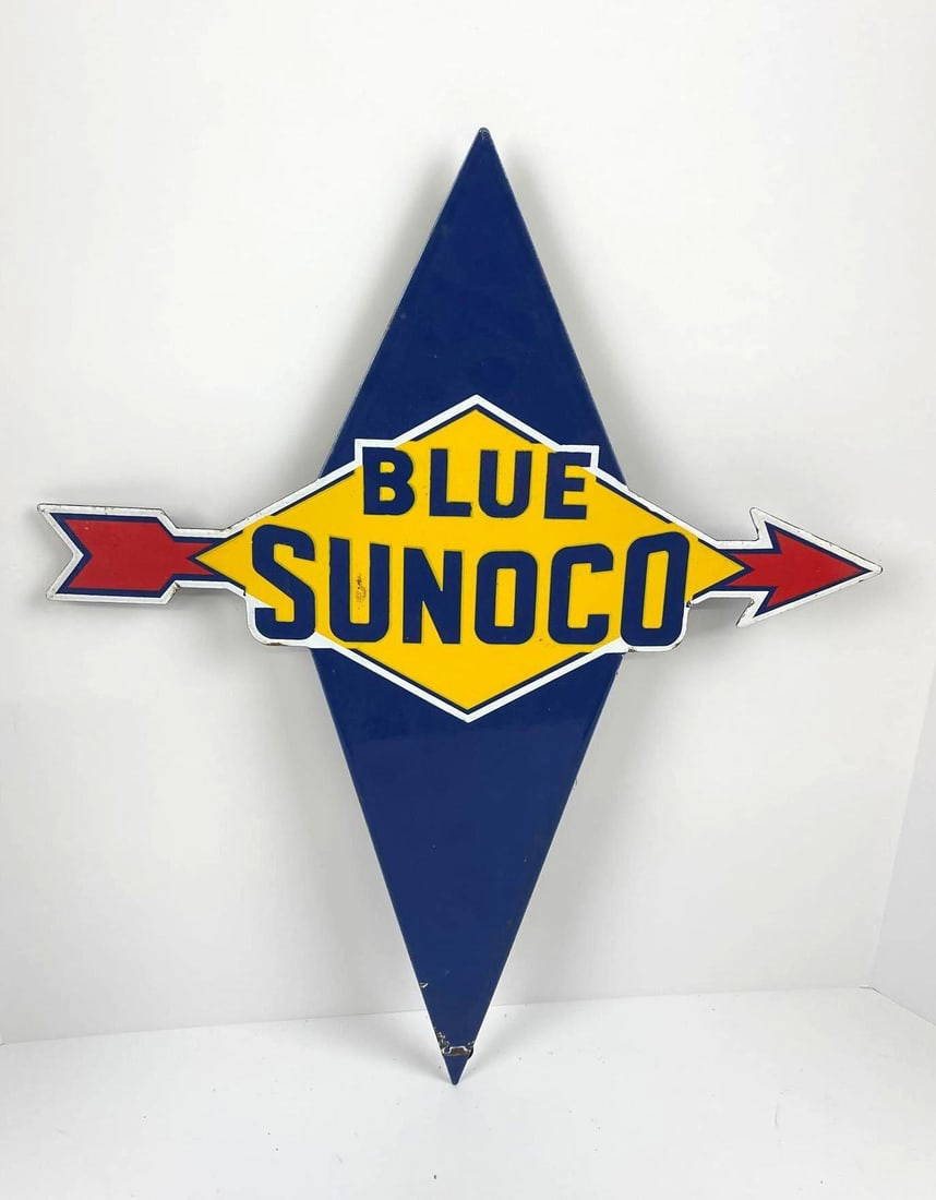 Blue Sunoco Porcelain Pump Sign Auction