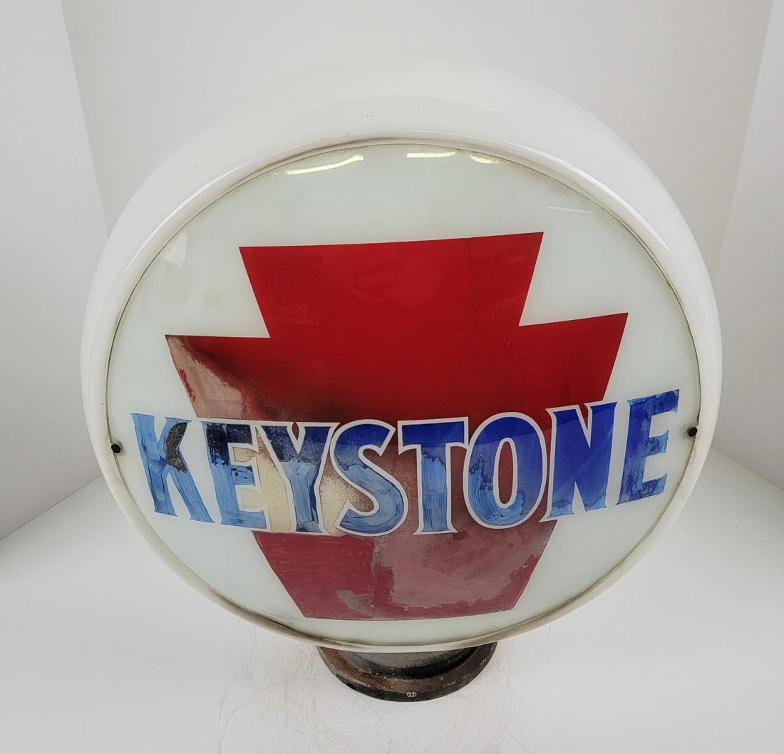 Keystone 13.5" Glass Body Gas Pump Globe Auction