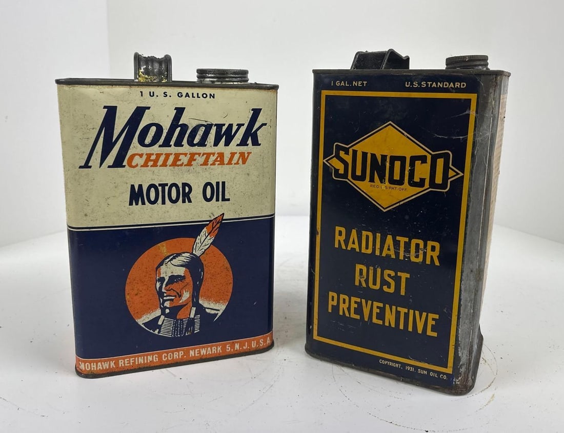 Mohawk Motor Oil & Sunoco Radiator Rust One-gallon Metal Cans Auction