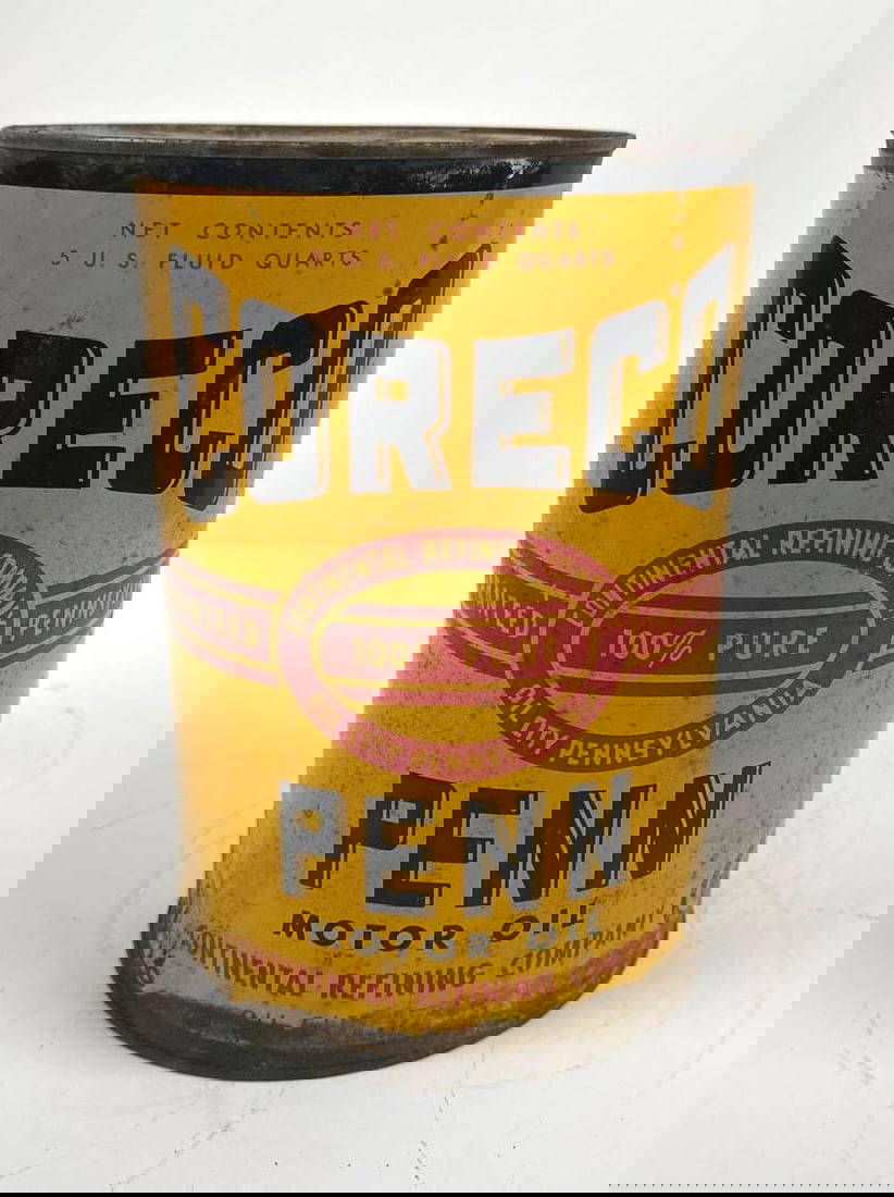 Coreco Motor Oil Five Quart Round Metal Can Auction