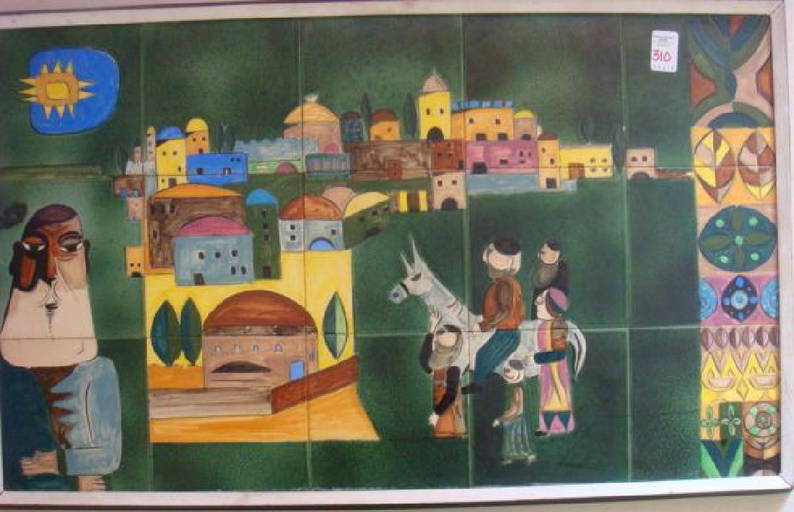 Framed Ein Reb Art Ceramic Tile Art: