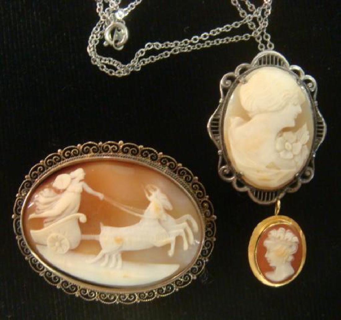 Three Hand Carved Shell Cameos: