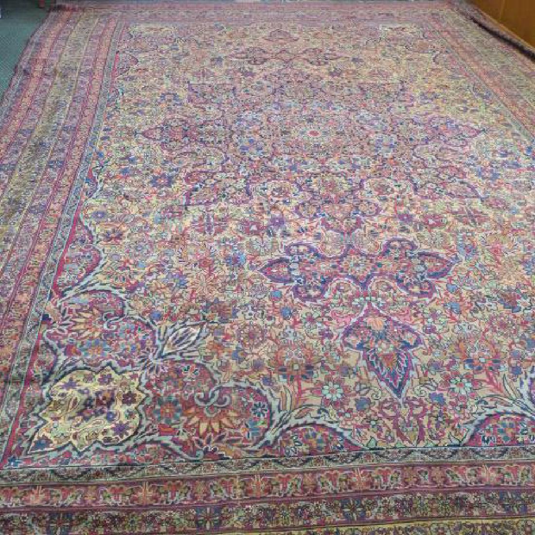 Large Antique Iranian Kerman Room Size Carpet: