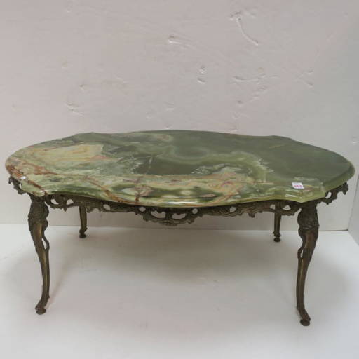 Italian Emerald Green Onyx Coffee Table By Jim,