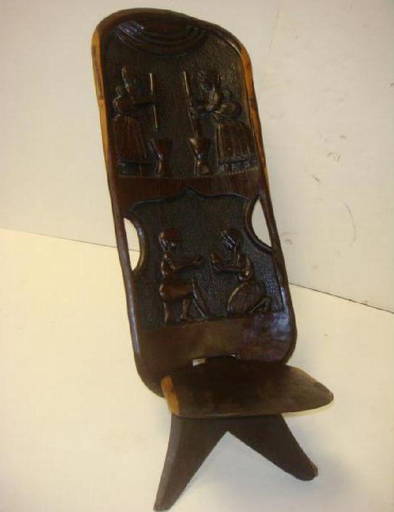 Detailed Hand Carved African Birthing Chair: