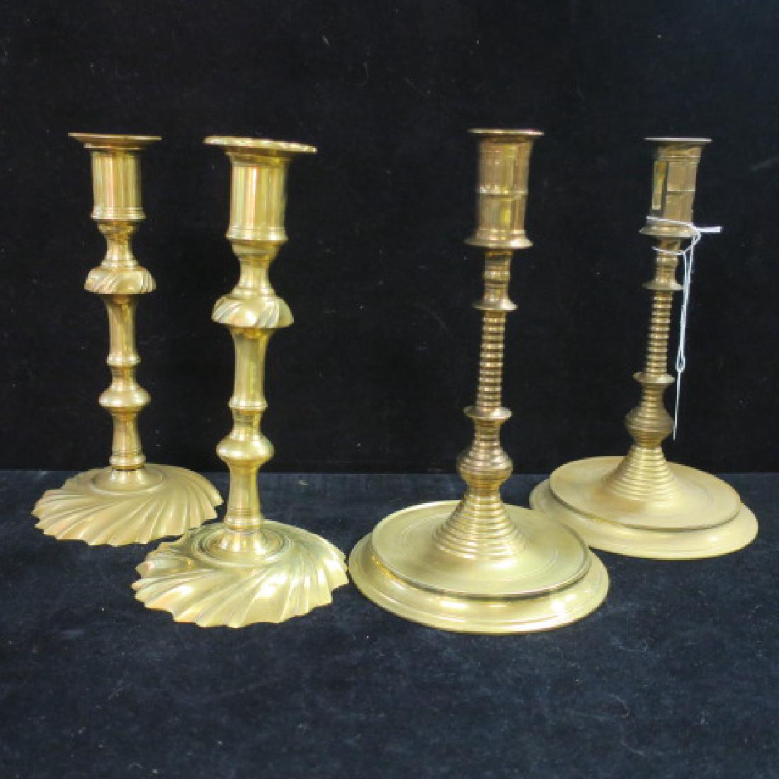 Two Pair of Colonial Williamsburg Brass Candlesticks: