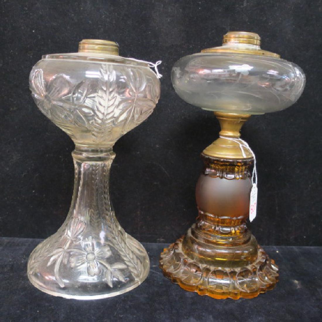 Two Antique Oil Lamp Bases: