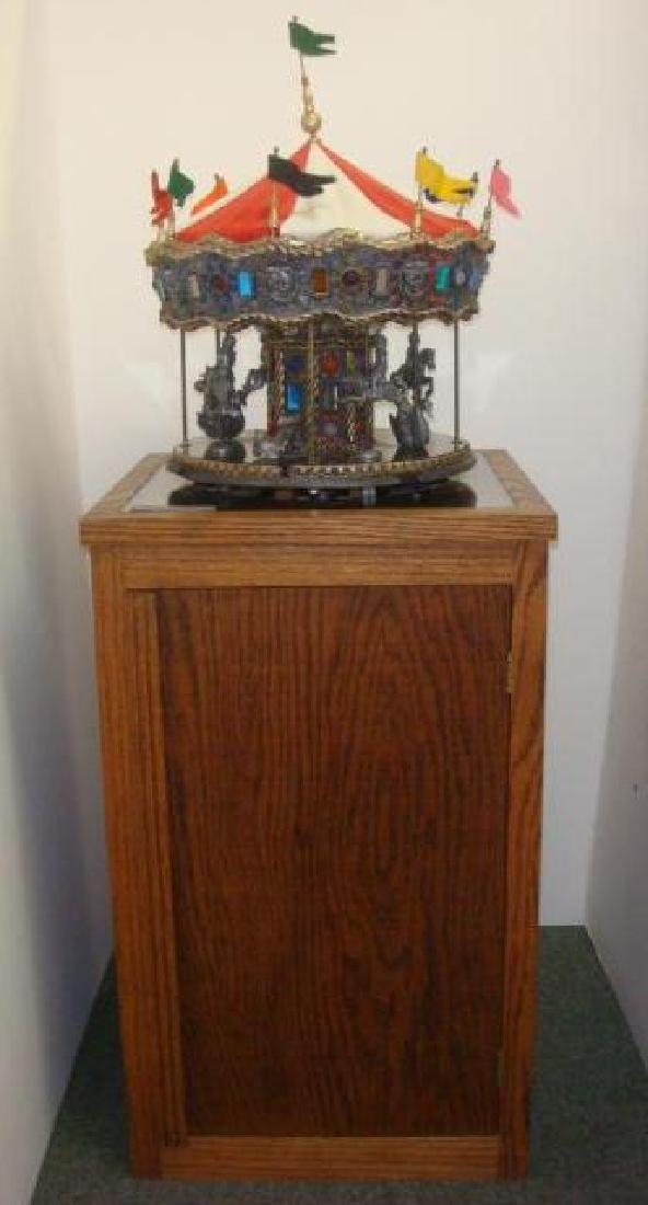 Hand-Cast MICHAEL RICKER Pewter Carousel on Stand: