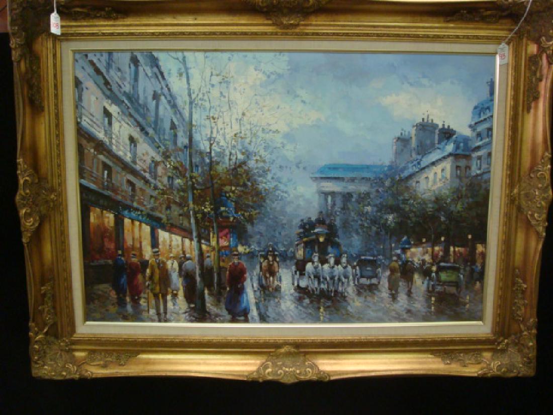 J GASTON European Street Scene Oil Painting: