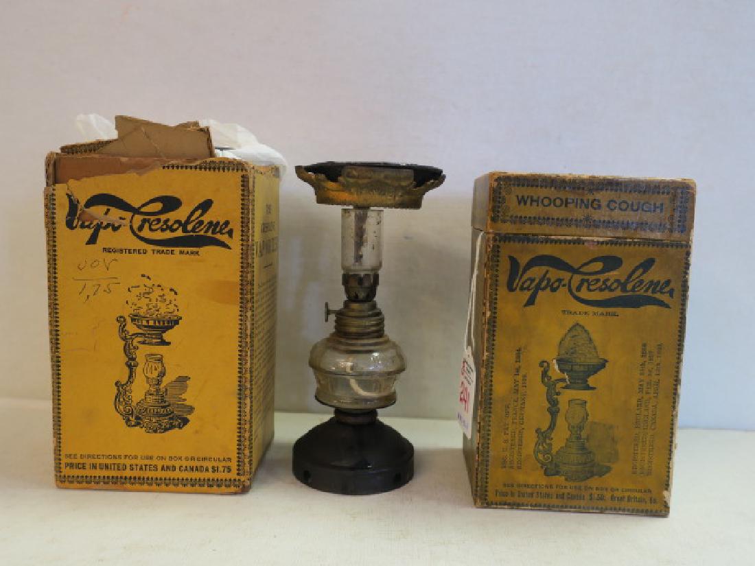 Three Antique Vapo Cresolene Oil Lamp Cure All's: