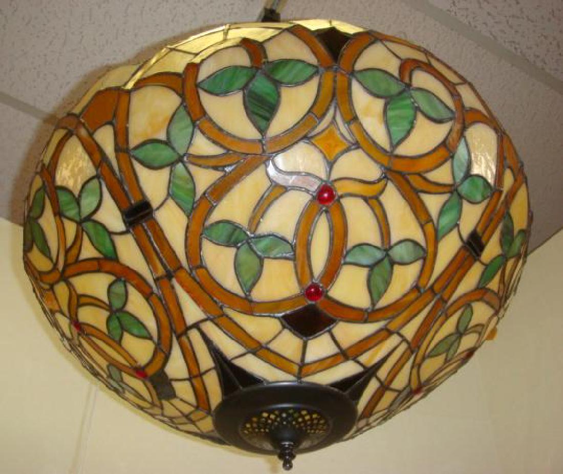 Inverted Scalloped Edge Stained Glass Chandelier: