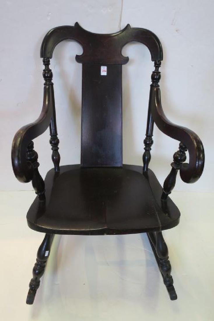 Splat Back Dark Mahogany Rocking Chair: