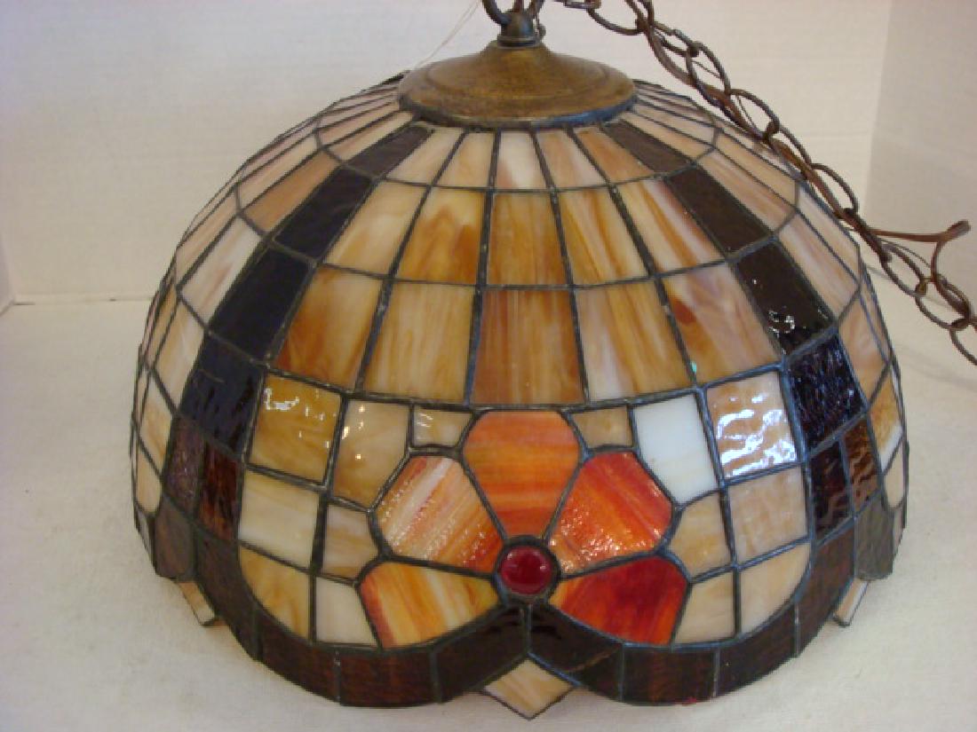 Floral Stained Glass Domed Light Fixture: