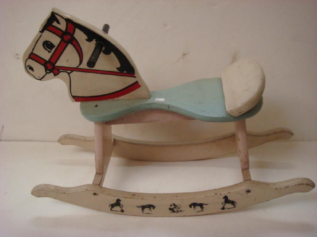 Child's Painted Wooden Rocking Horse, Ca.1950