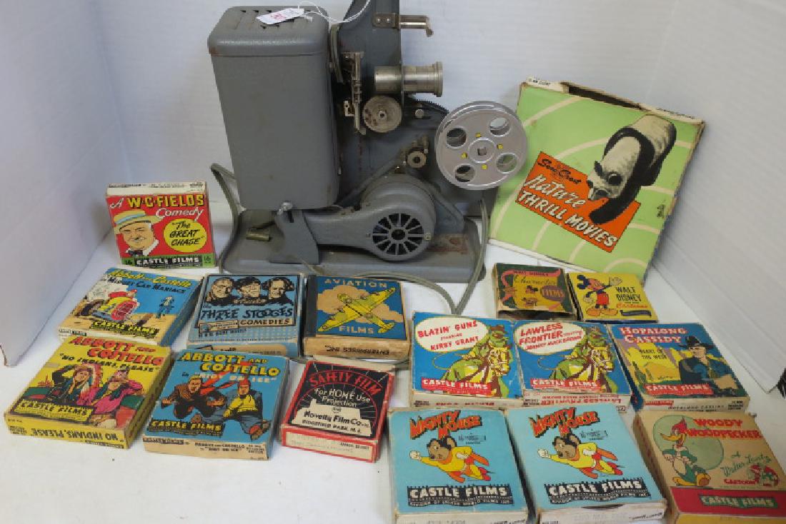 LINDSTROM 16 MM Movie Projector and 18 Movies: