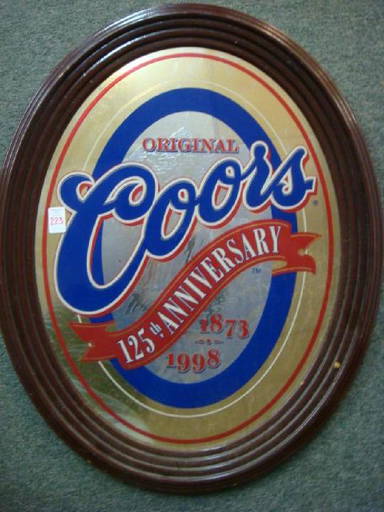 1998 Original Coors 125th Anniversary Bar Mirror: