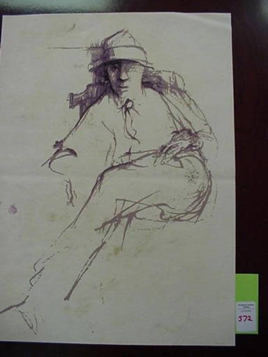 Attributed Ab Jackson Porch Man Lithograph
