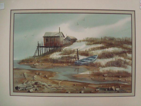 22E: Signed WAYNE FULCHER Watercolor Beach Scene on Pap - Oct 19, 2008 ...