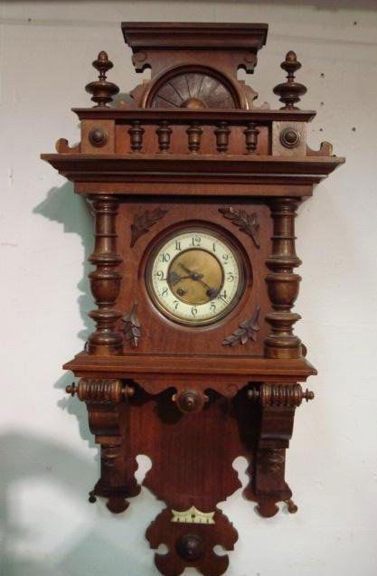 66: CARL WERNER Ornate German Walnut Wall Clock: