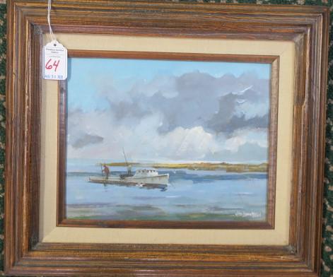 Oil On Board Fishing Boat Artist John Loren Head: