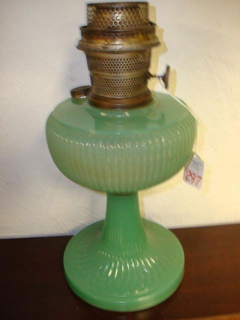 297: ALADDIN Green Moonstone Vertique Oil Lamp: