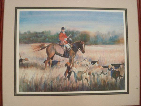 V Weller Signed Fox Hunting Print